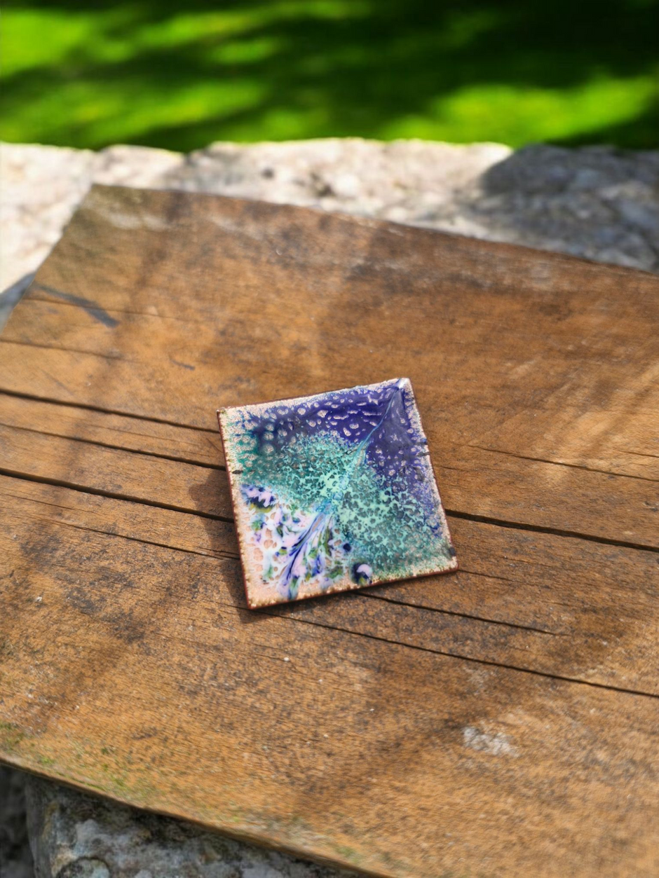 Thistle Design - Art in Jewellery. Enamelled copper artwear